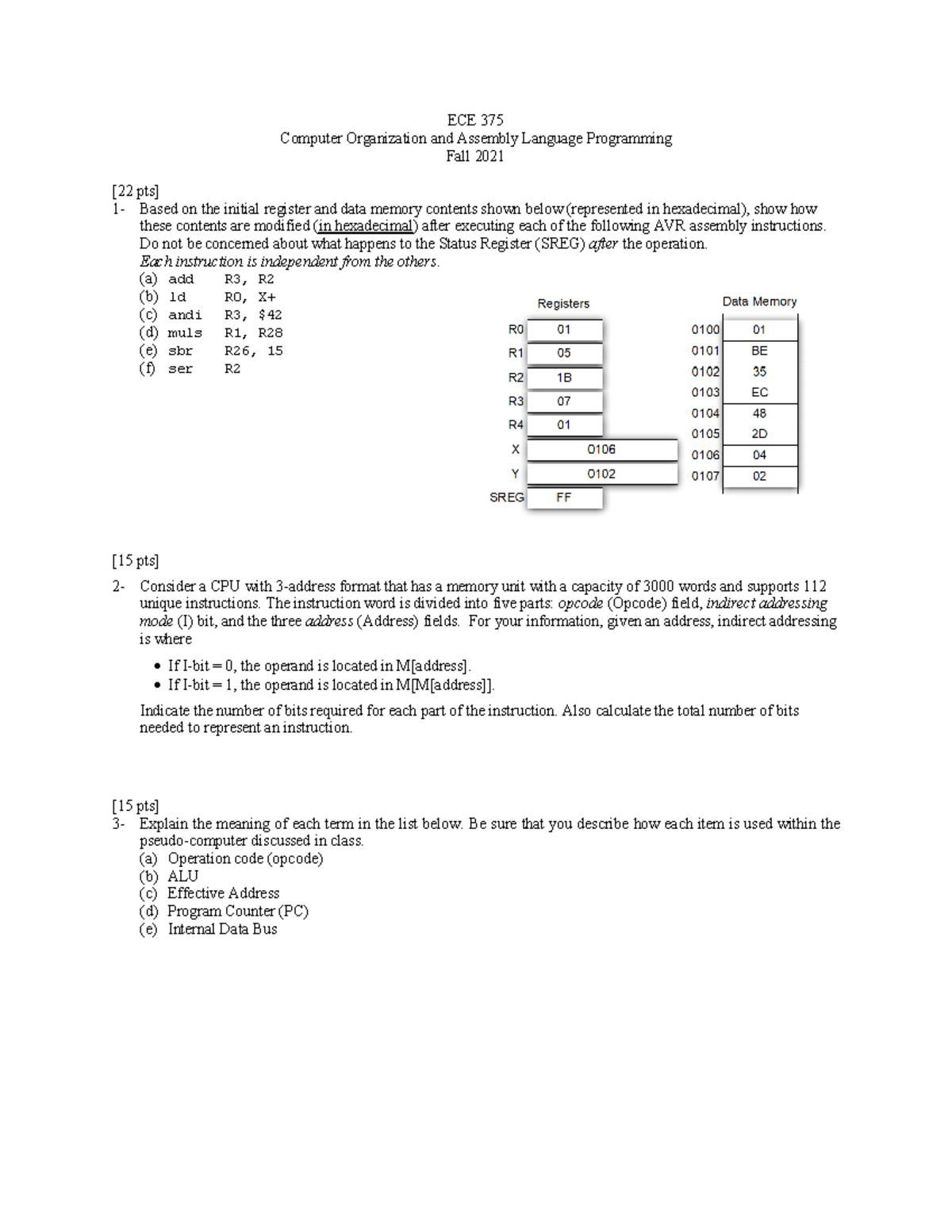 Hw1 ece375 f21 - HW1 - ECE 375 Computer Organization and Assembly Language Programming Fall 2021 ...