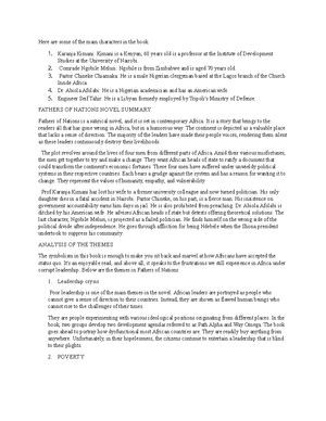 Father OF Nations Character AND Characterization - CHARACTER AND ...