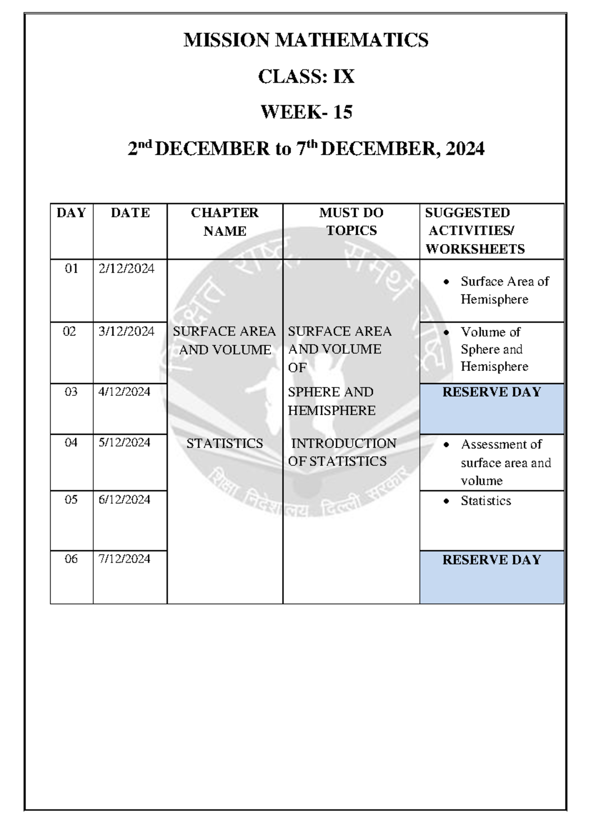 9th week 15 - Maths practice paper - MISSION MATHEMATICS CLASS: IX WEEK ...