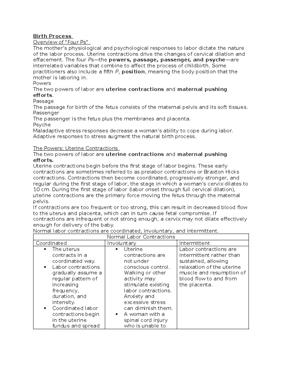 Birth Process Overview: Physiological & Psychological Responses to ...