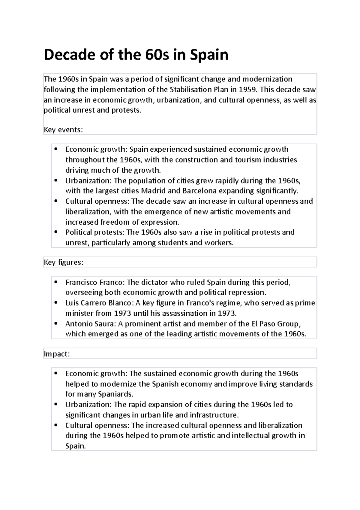 Decade of the 60s in Spain - This decade saw an increase in economic ...