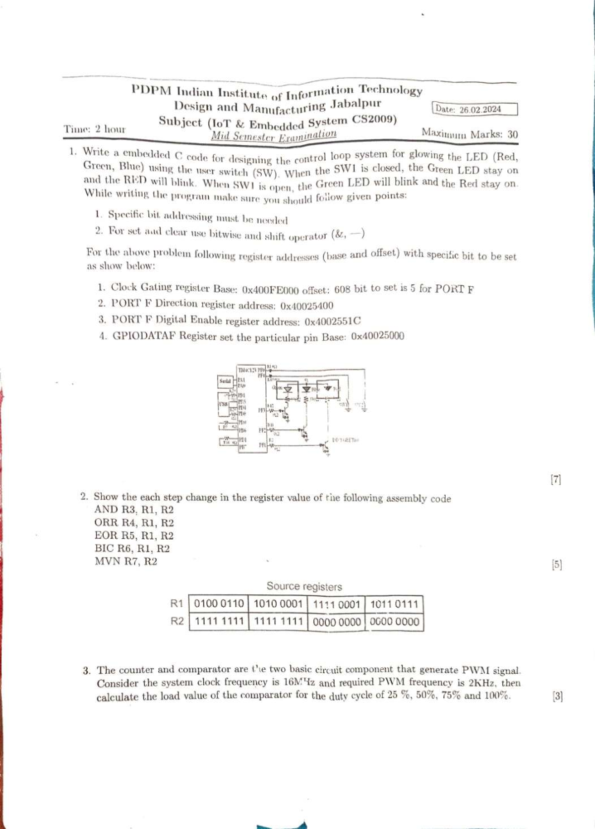CS2009 Mid Semester Important Questions for Embedded Systems - Studocu