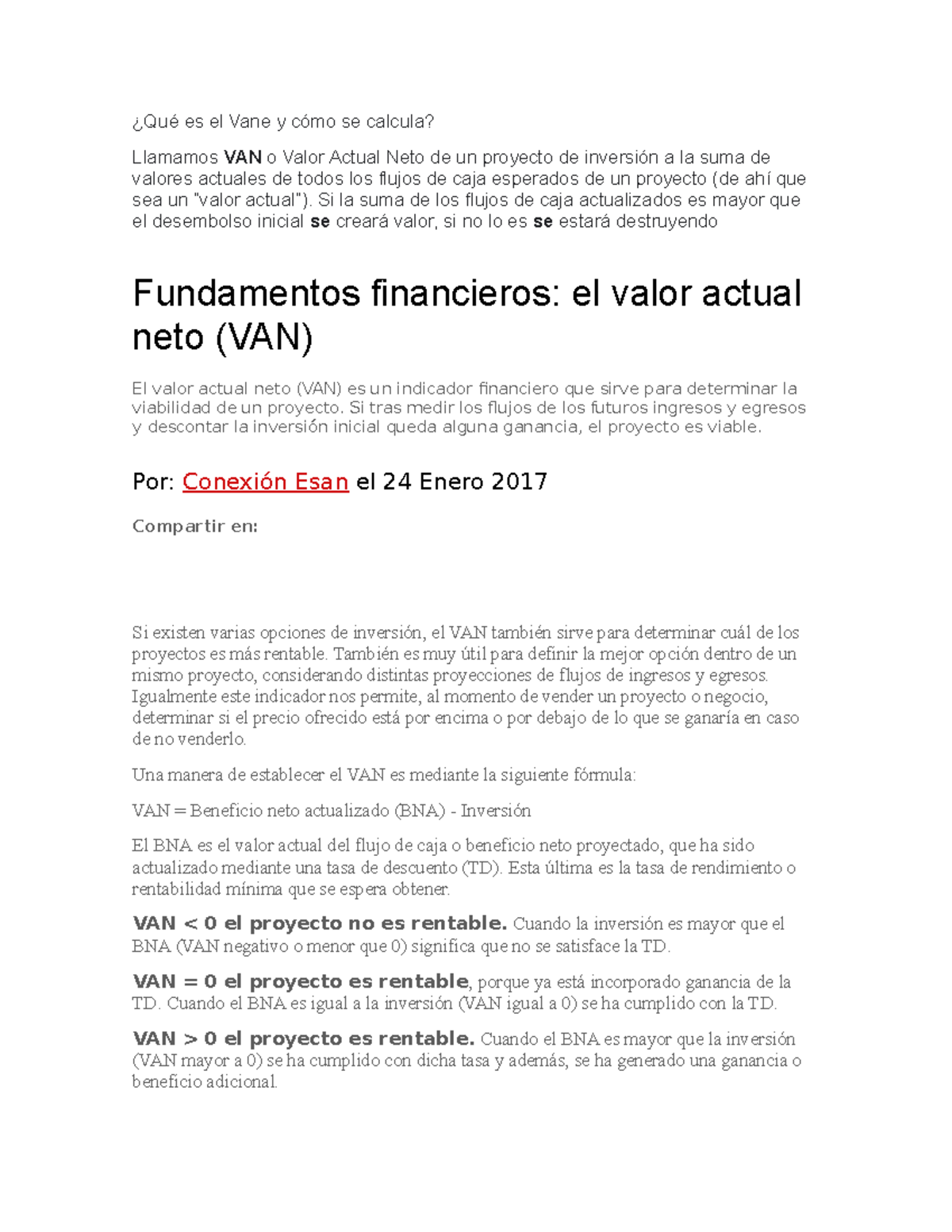 Cálculo y Importancia del VAN en Proyectos de Inversión: Finanzas 101 ...
