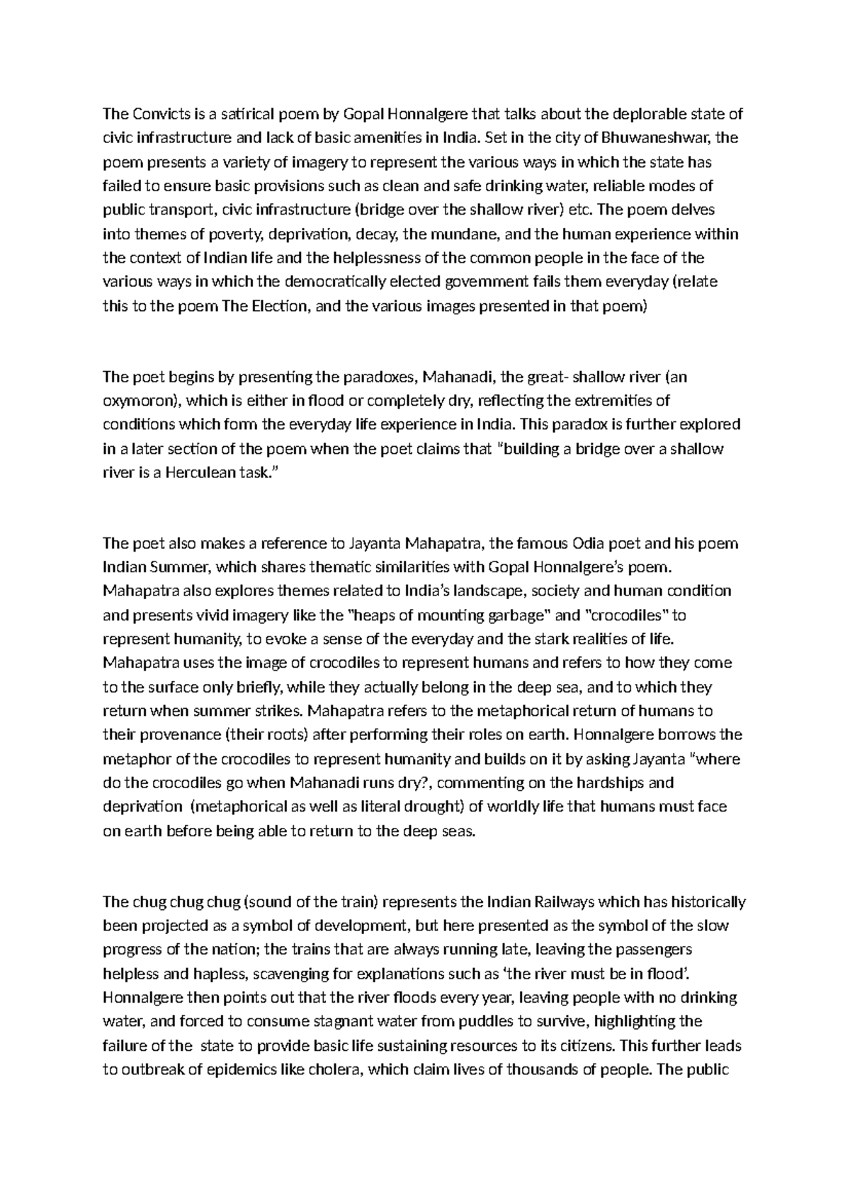 Analyzing Main Themes in "The Convicts" - POET 101 Essay Notes - Studocu