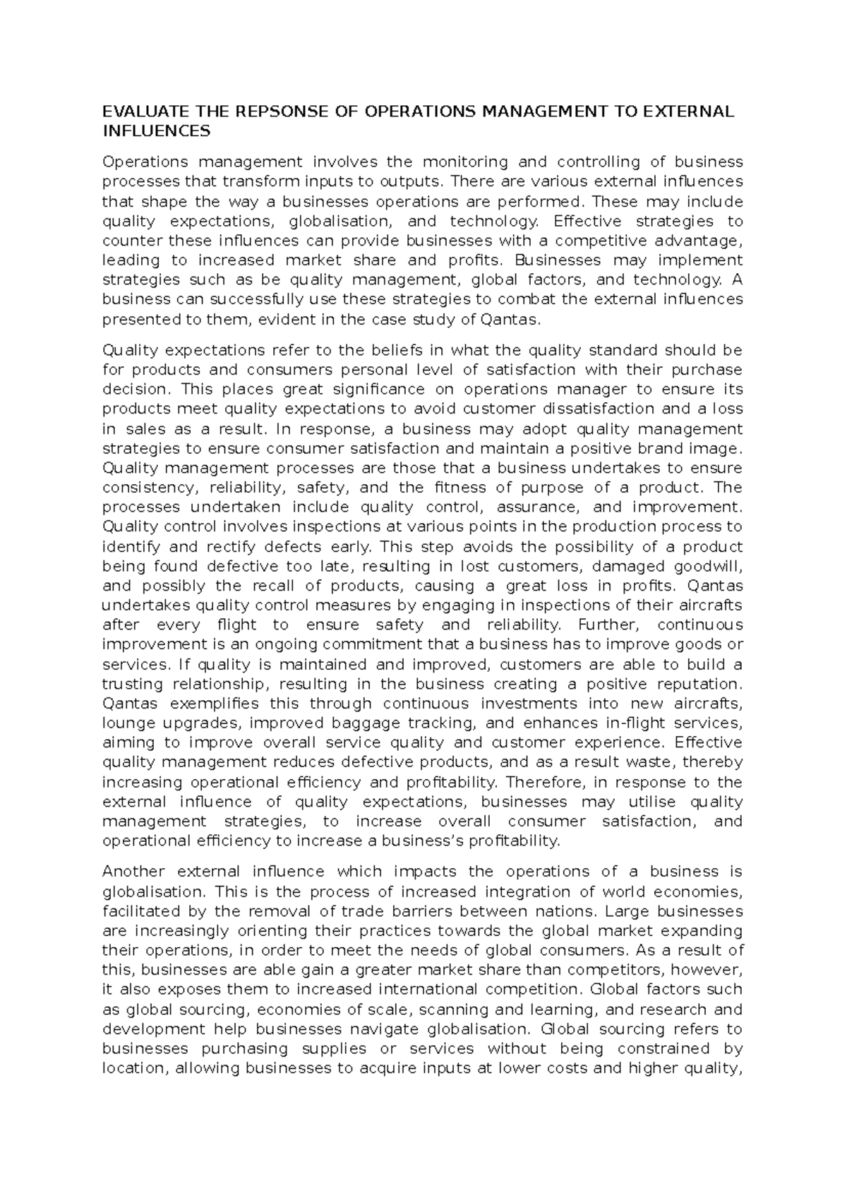 Operations Management: Strategies for External Influences Analysis ...