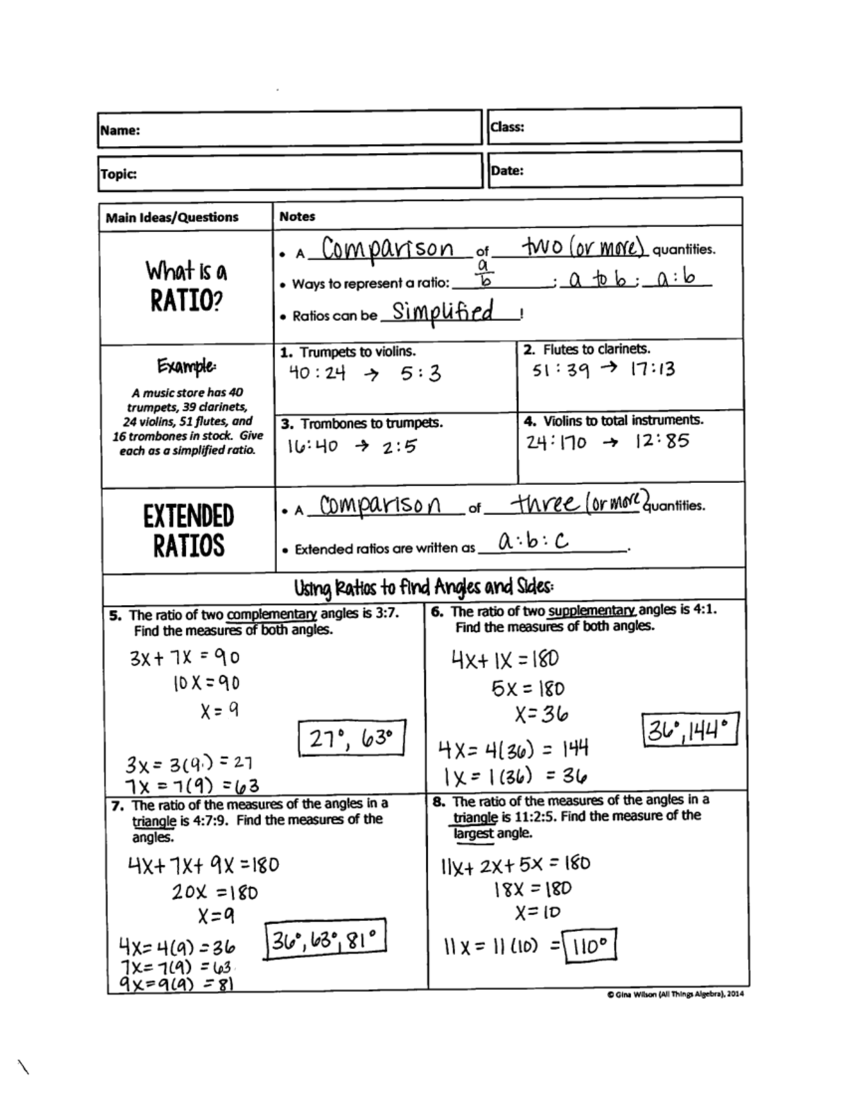 Key 7 - 1234354657: Ratios, Proportions, and Similar Polygons Notes ...