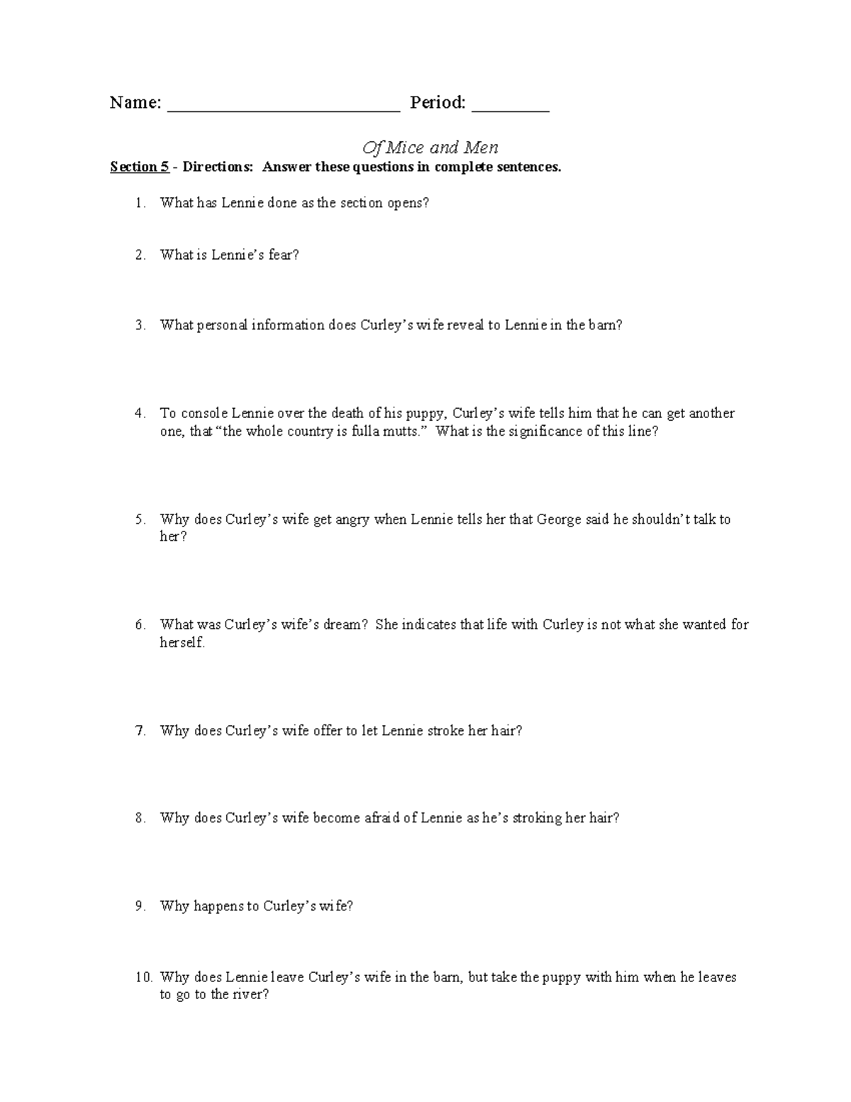 OMAM chapter 5 study guide - Name: ________________________ Period ...