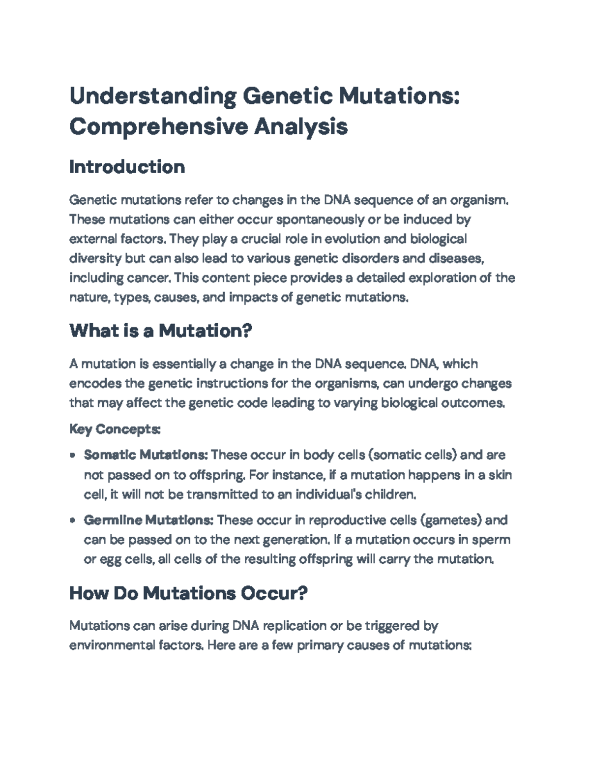 Understanding Genetic Mutations: Types, Causes, and Impacts ...