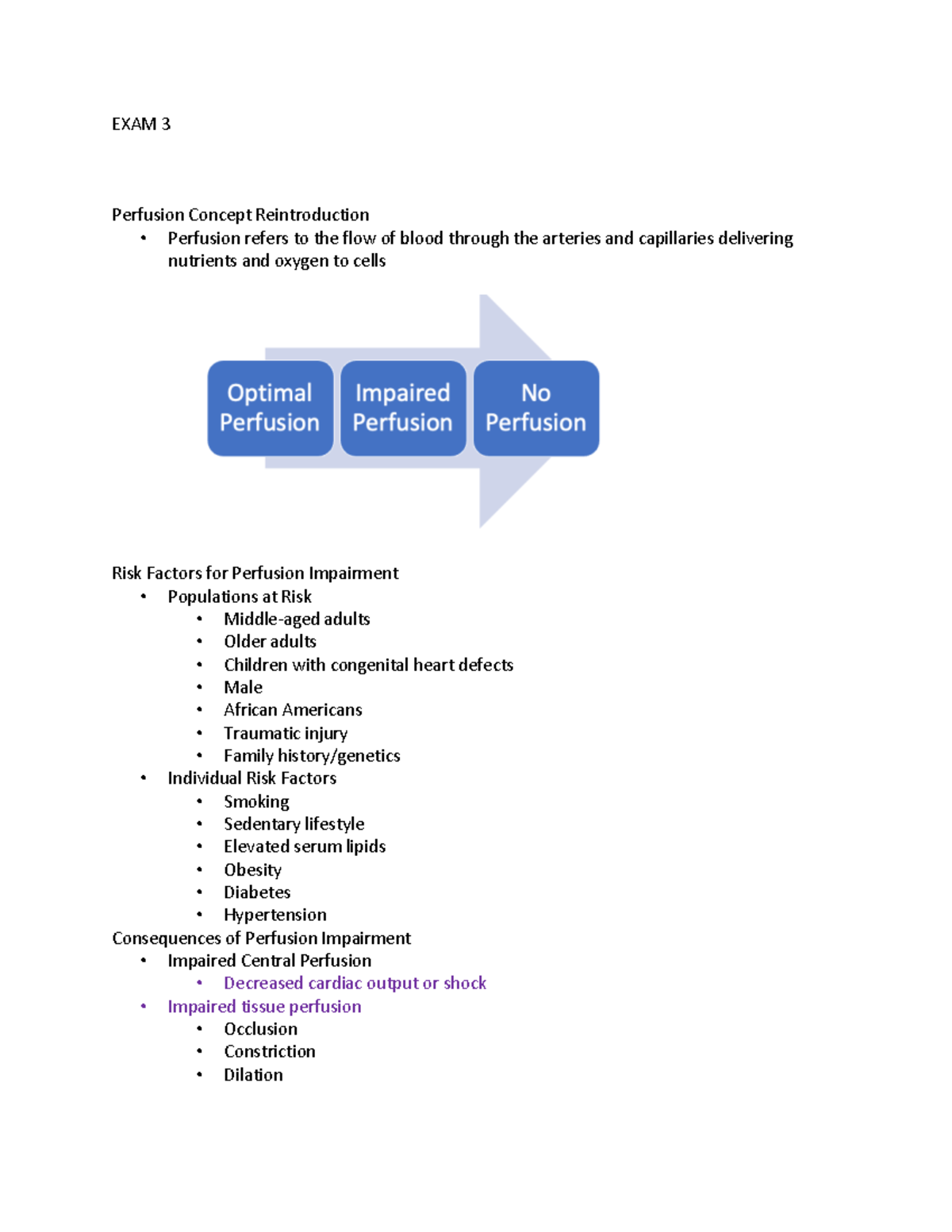 EXAM 3- Perfusion Concepts and EKG Interpretations Analysis - Studocu