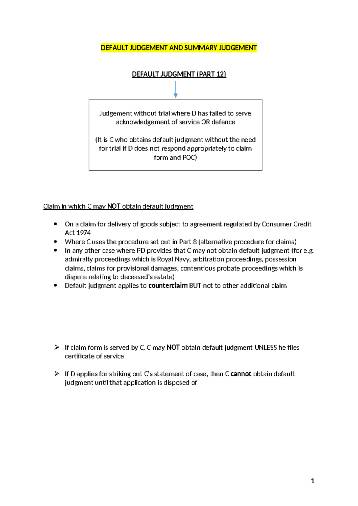 Default Judgment & Summary Judgment Explained: Key Conditions and Procedures - Studocu