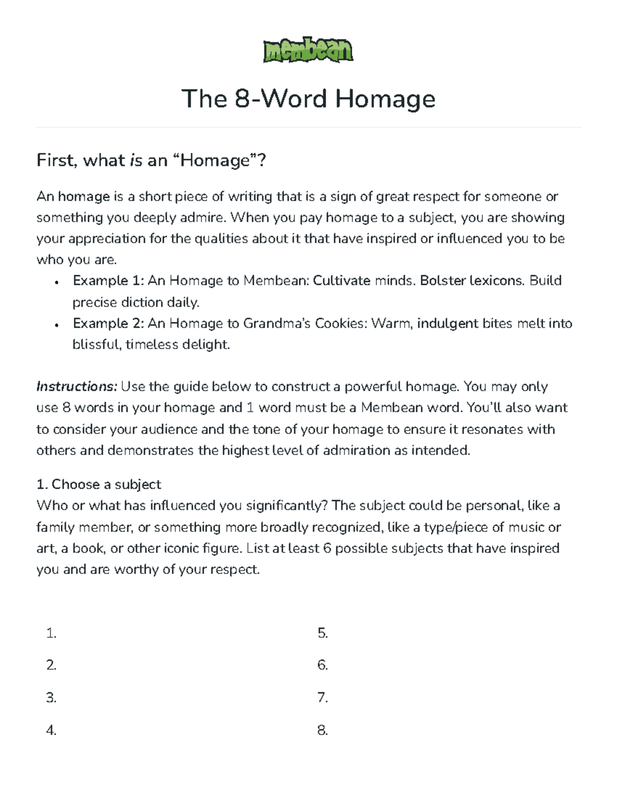Handout: Crafting an Effective Homage Assignment - Studocu