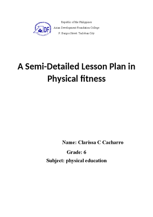 Physical Education 6: Detailed Lesson Plan on Basic Exercises - Studocu