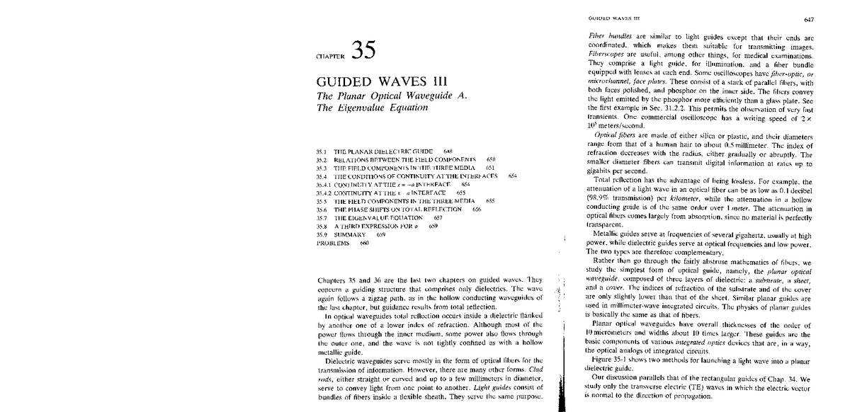 GUIDED WAVES 647: Optical Fibers and Planar Waveguides Overview - Studocu