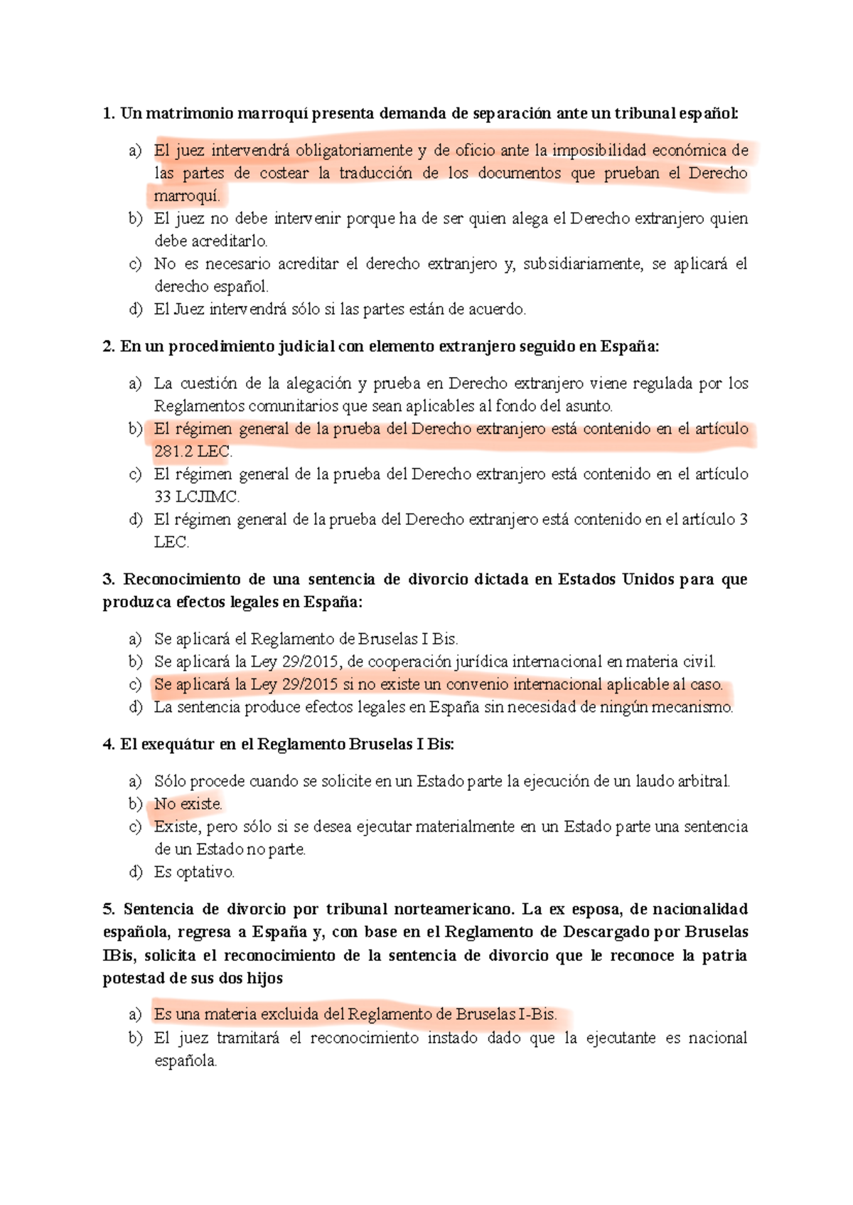Batería Parcial 2: Análisis de Derecho Internacional Privado en España ...