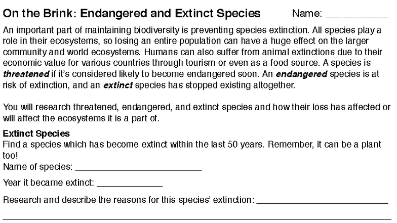 Endangered and Extinct Species: Biodiversity Impact Study - Studocu
