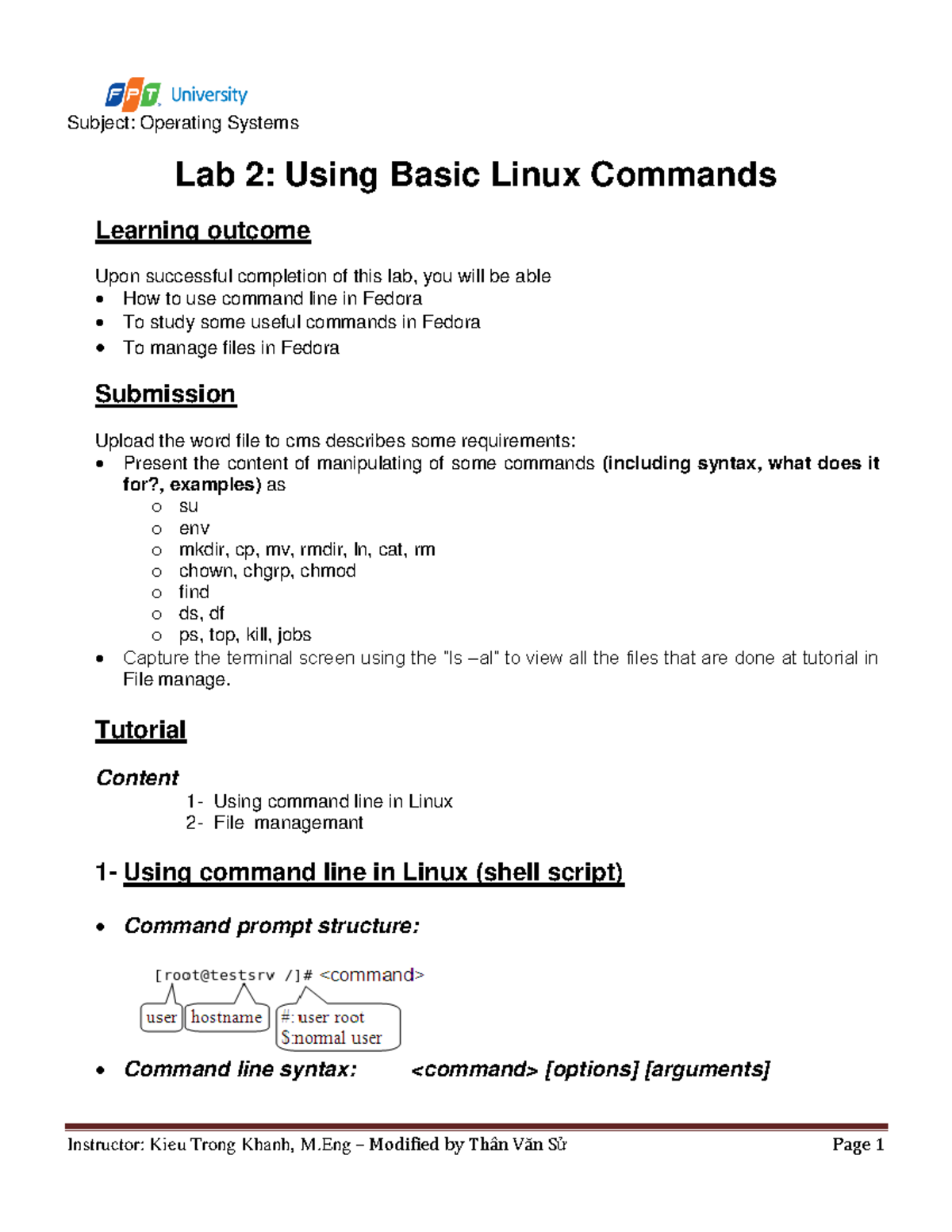 OSG202 Lab02 - Bai tap lab2 - Subject: Operating Systems Lab 2: Using Basic Linux Commands ...