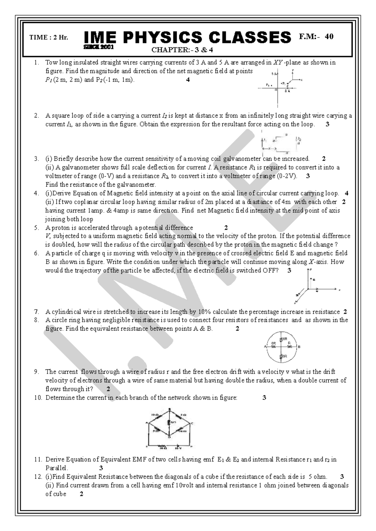 Chapter 34 - IME Physics Classes 40: Magnetic Fields & Circuits - Studocu