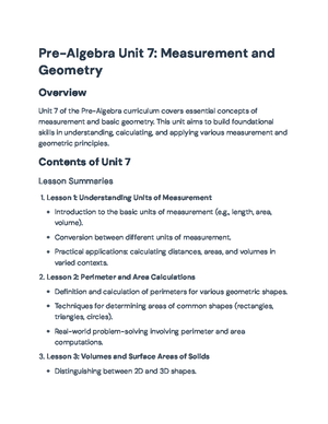 Pre-Algebra Unit 7: Key Concepts and Lesson Breakdown - Understanding ...