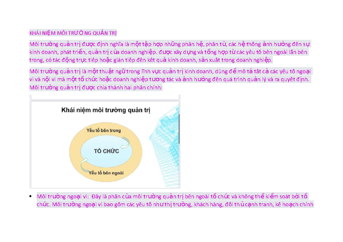QTH-1 - jhbljhgi - KHÁI NI ỆM MÔI TR ƯỜNG QU ẢN TR Ị Môi tr ường qu ản tr đ ị ược đ nh nghĩa là ...