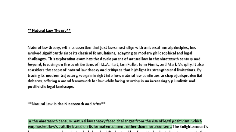 Week 5: Evolution of Natural Law Theory and Its Modern Implications ...