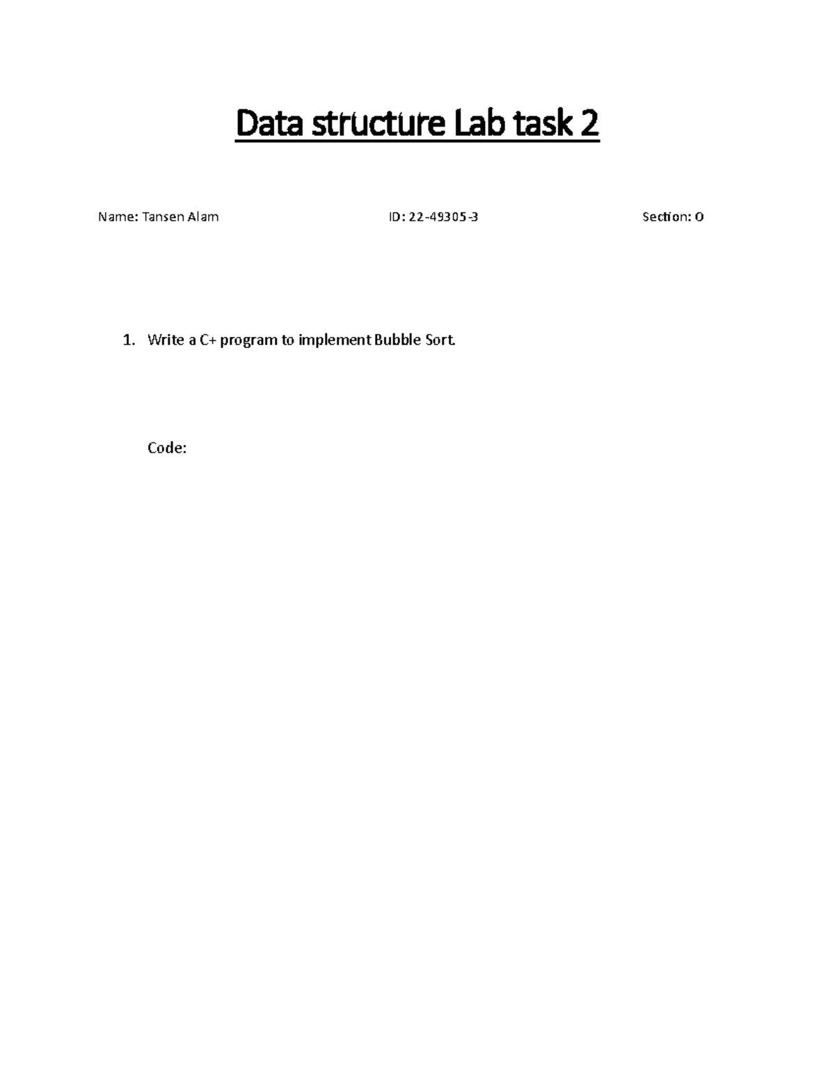 Data Structures Lab Task 2 - C++ Sorting Algorithms Implementations ...