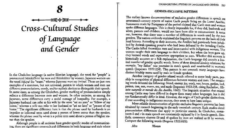 STUDIES OF LANGUAGE AND GENDER 217: ANALYSIS AND INSIGHTS - Studocu