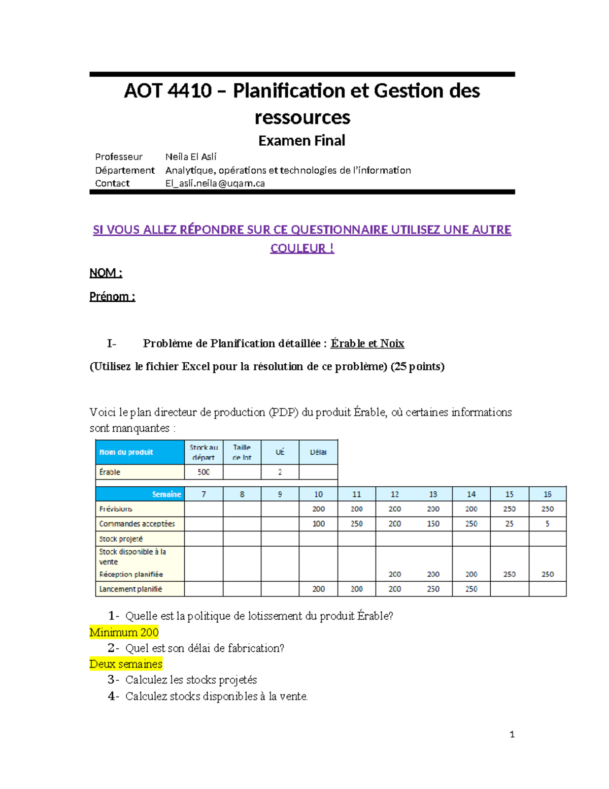 Final-AOT4410-A23 - preparation examen - AOT 4410 – Planification et ...