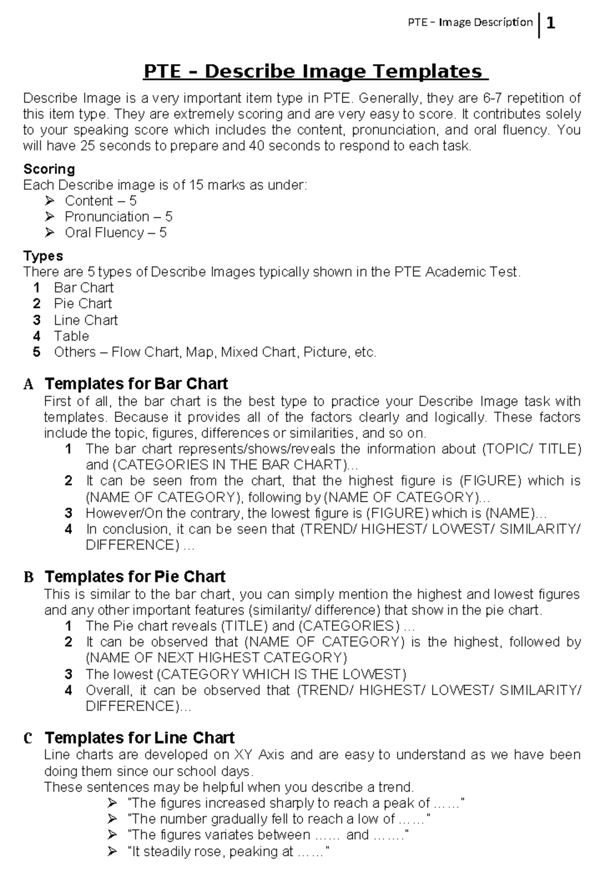 Image Templates - PTE – Image Description 1 PTE – Describe Image ...