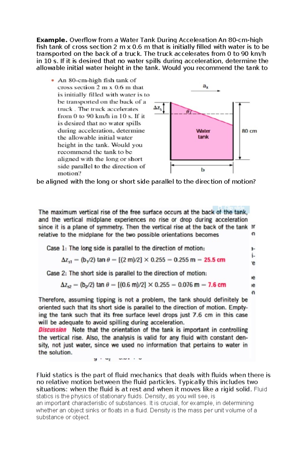 Fluid mech chap2 - Example. Overflow from a Water Tank During ...