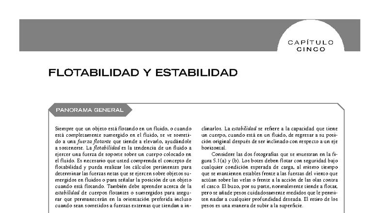 CAPÍTULO 5: FLOTABILIDAD Y ESTABILIDAD - PANORAMA GENERAL - Studocu