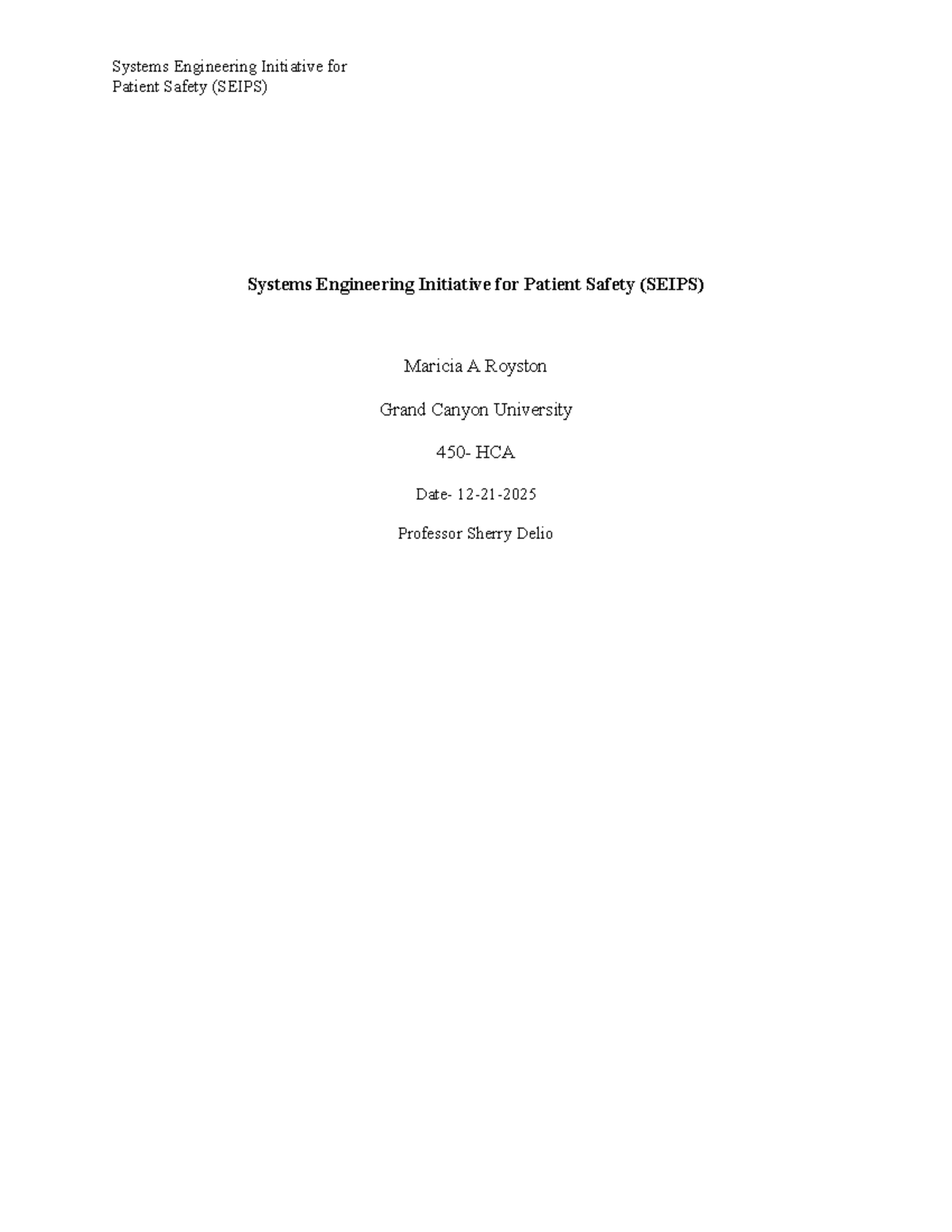 SEIPS Framework for Enhancing Patient Safety in Healthcare Systems ...