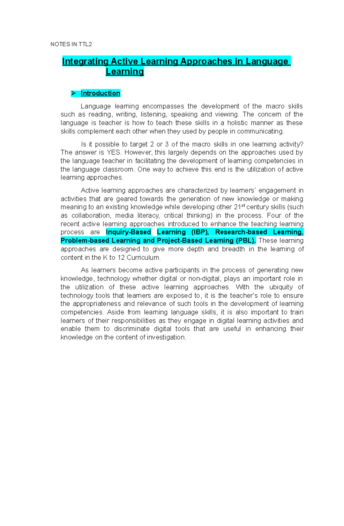 Eng Ed 321-S2-2022-Unit II Integrating Active Learning Approaches in ...