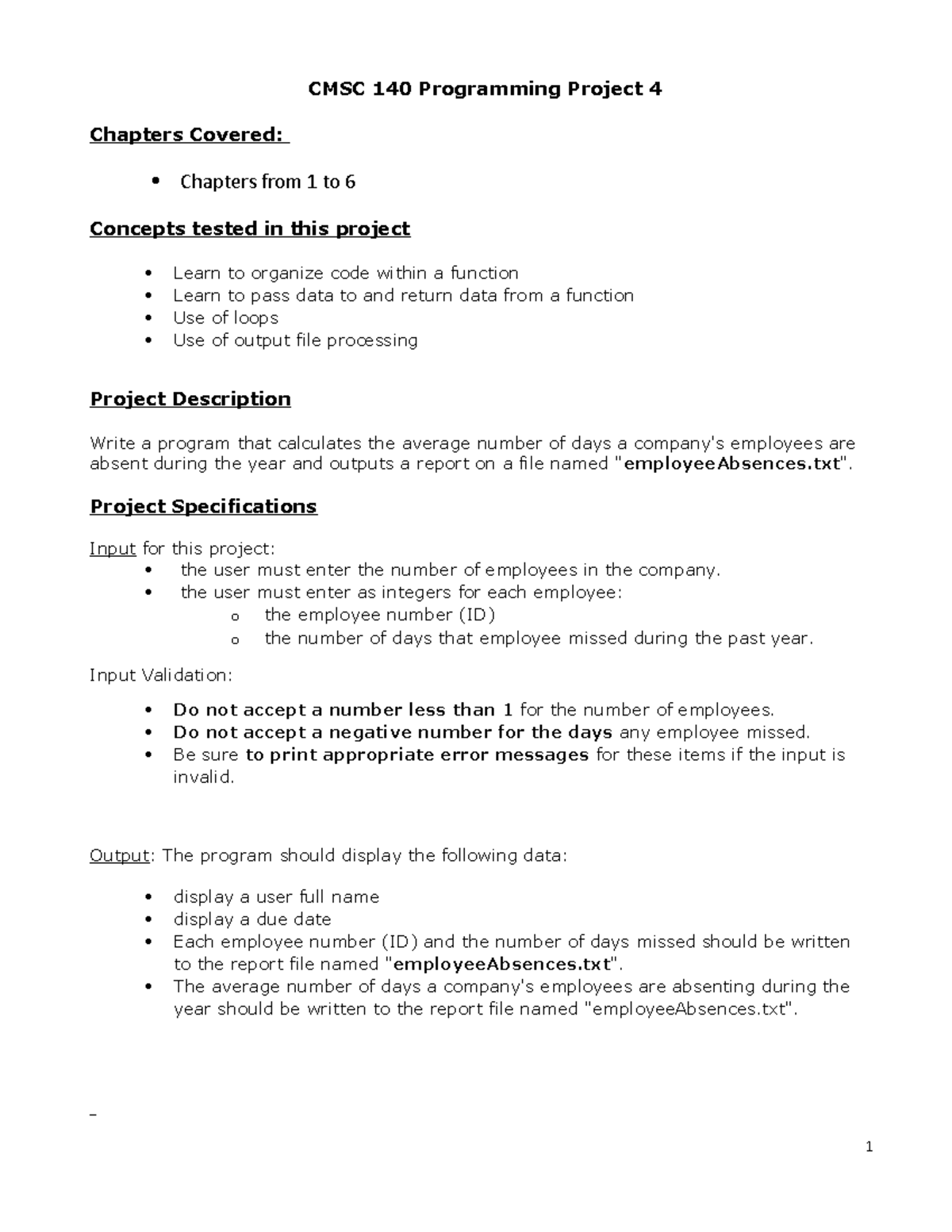 CMSC140 Common Project 4 V2 2022 - CMSC 140 Programming Project 4 Chapters Covered: Chapters ...