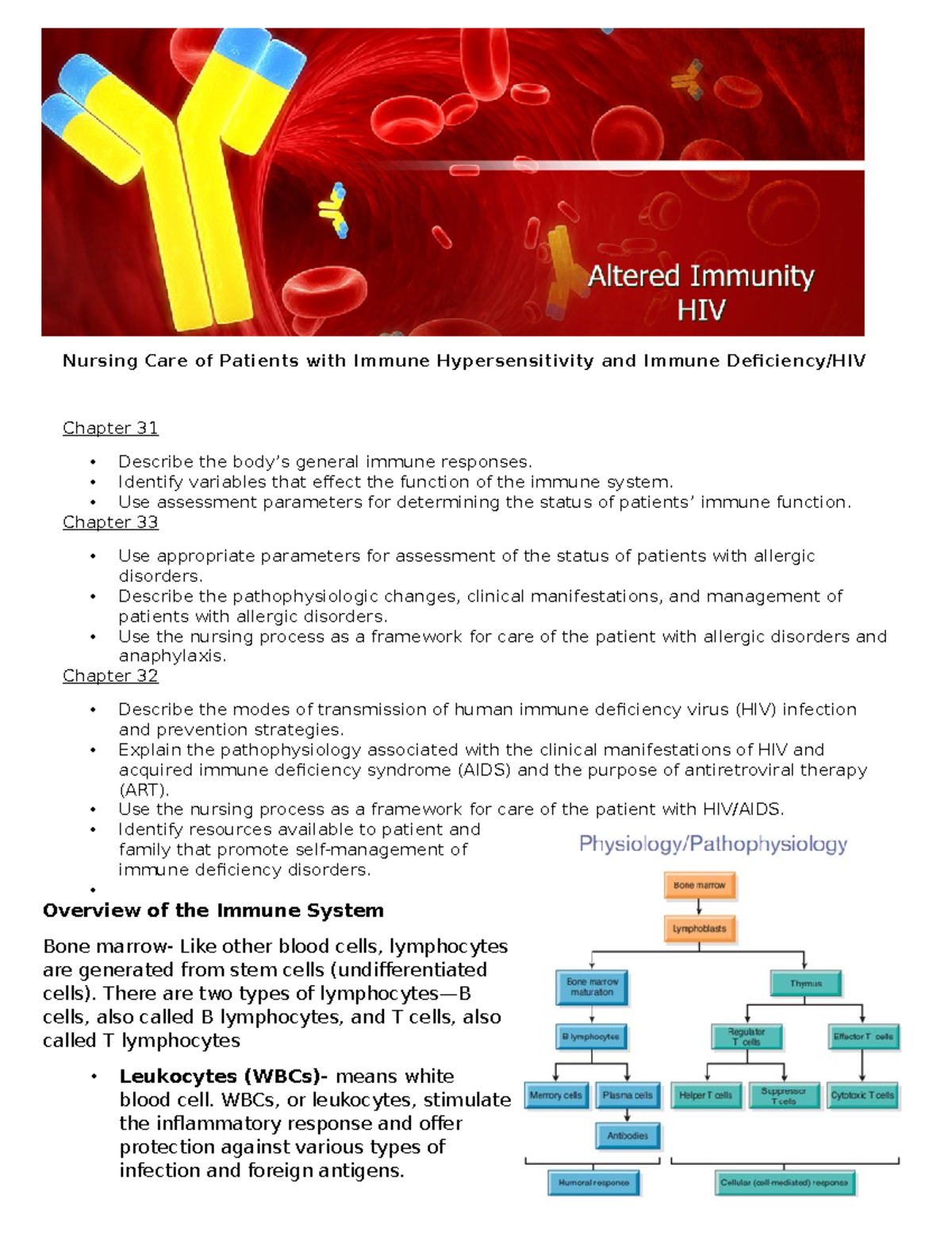 NUR 431: Nursing Care for Immune Hypersensitivity & Deficiency ...
