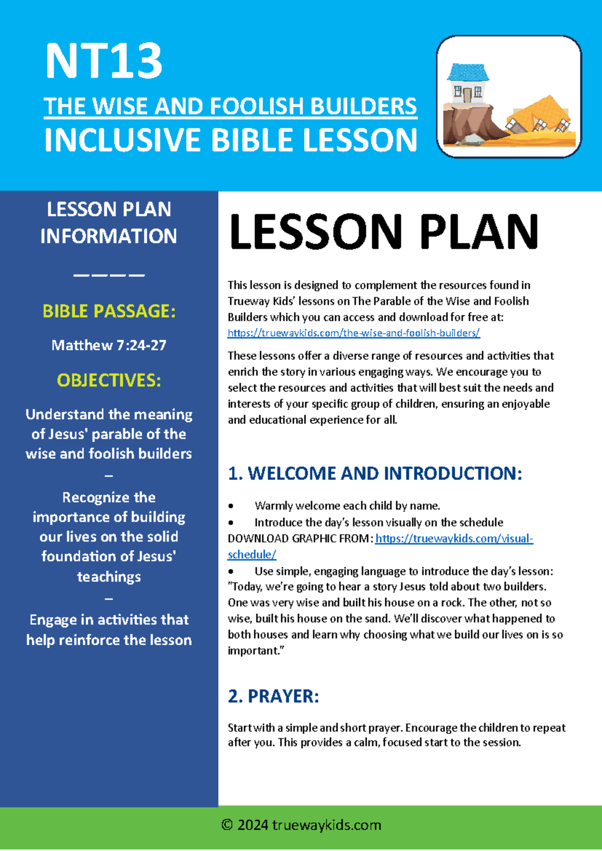 NT13 Lesson Plan: The Wise and Foolish Builders in Bible Study - Studocu