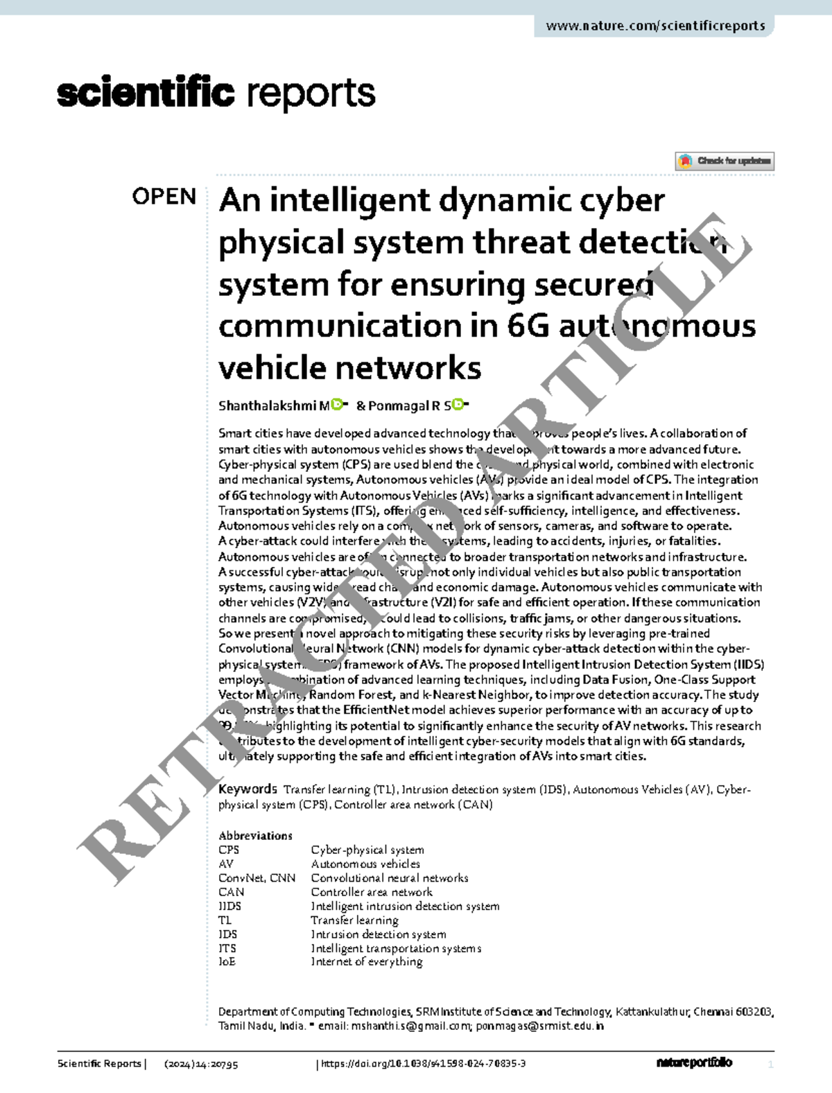 Intelligent Intrusion Detection for 6G AV Networks: A CNN Approach ...