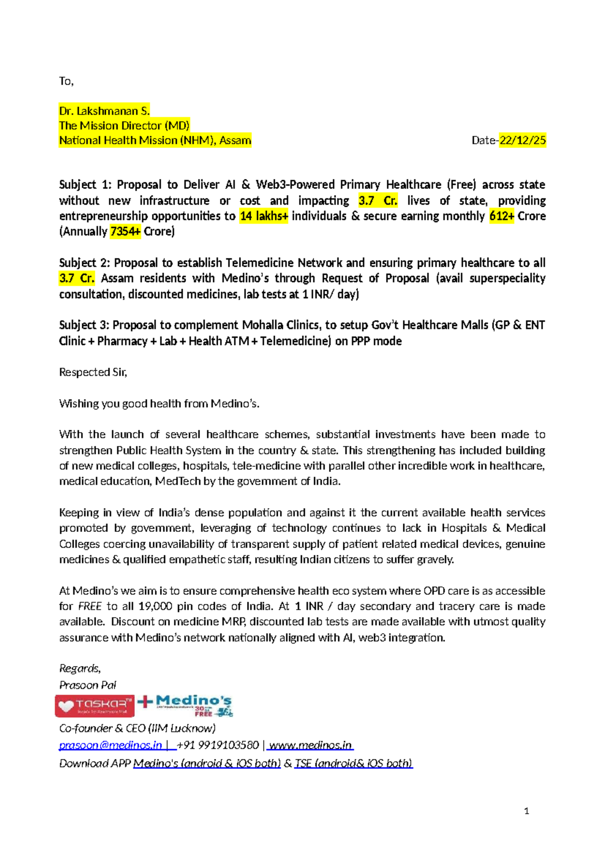 Proposal for Free OPD Healthcare Access in Assam (Medino's) - Studocu