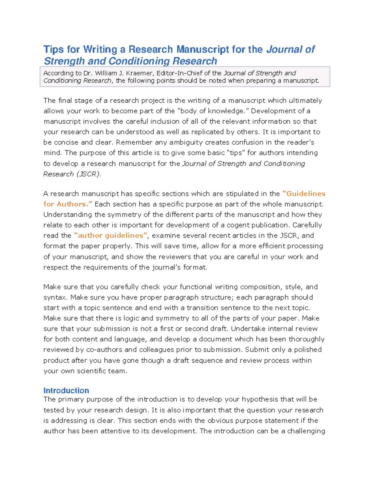 Guidelines for Writing a Research Manuscript for JSCR - Studocu