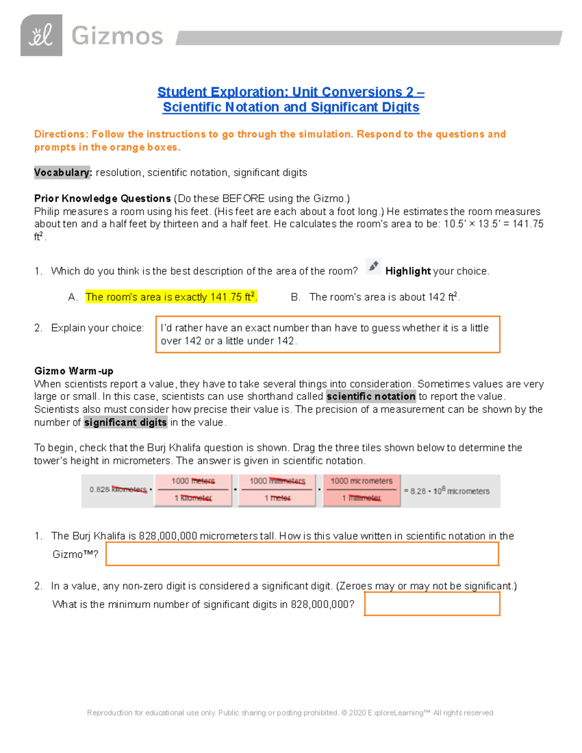 17.1 Gizmos Unit Conversion - Ruiz, Randy - Student Exploration: Unit ...