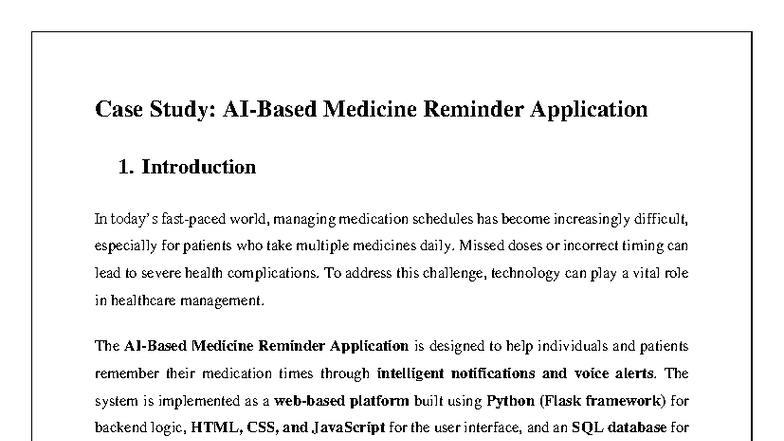 Case Study: Medicine Reminder App (CS101) - Studocu