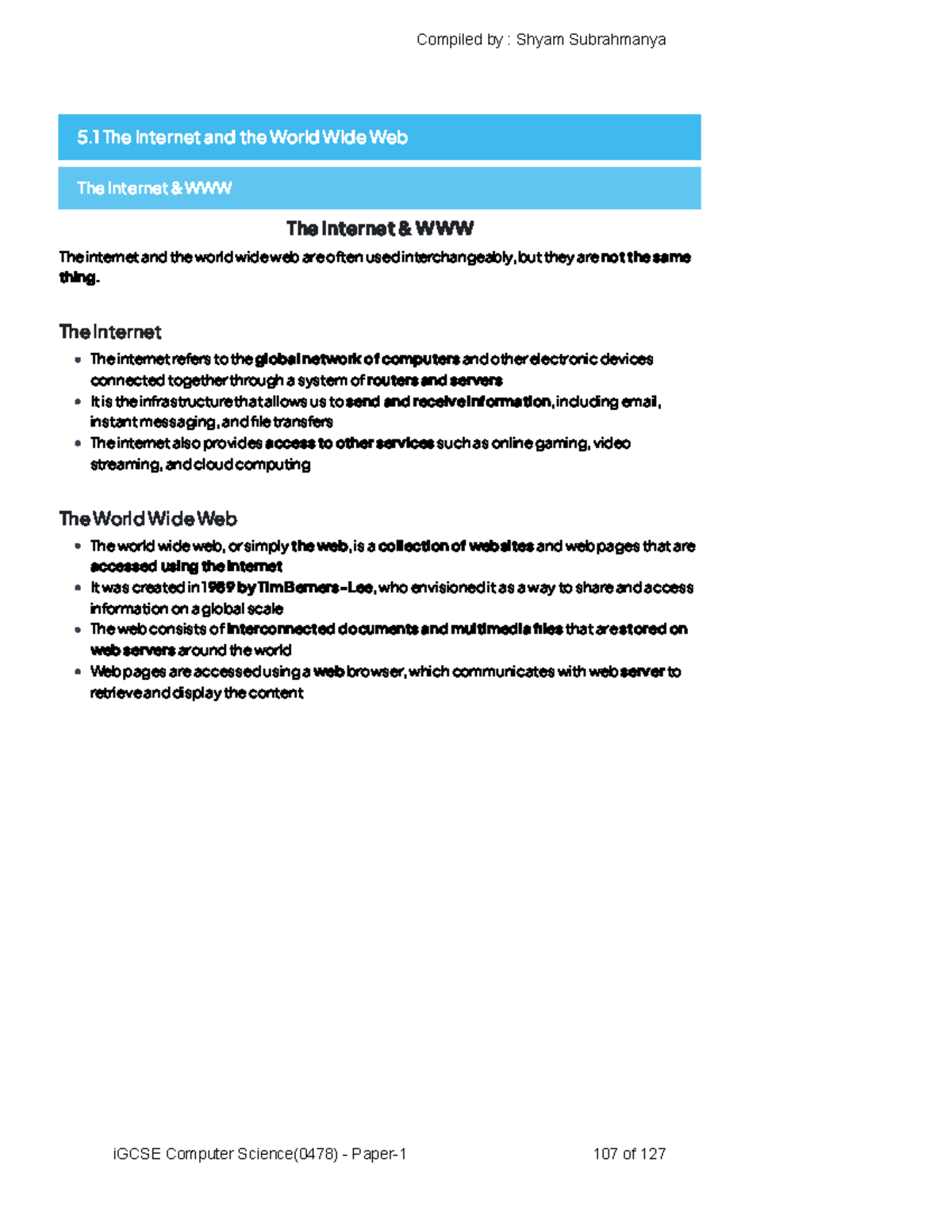 Internet Notes - The Internet & WWW The internet and the world wide web ...