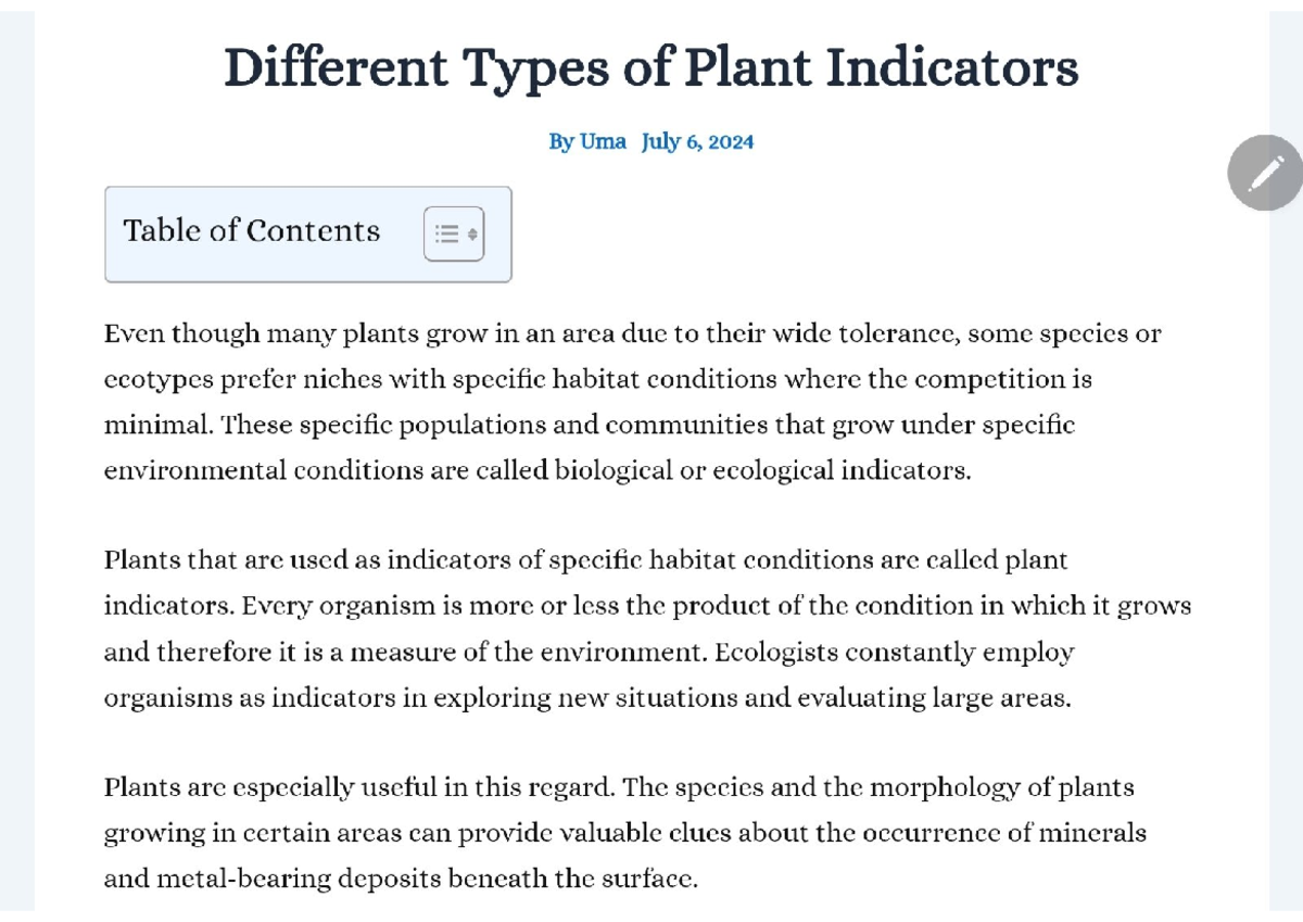 Different Types of Plant Indicators: Ecological Insights and ...