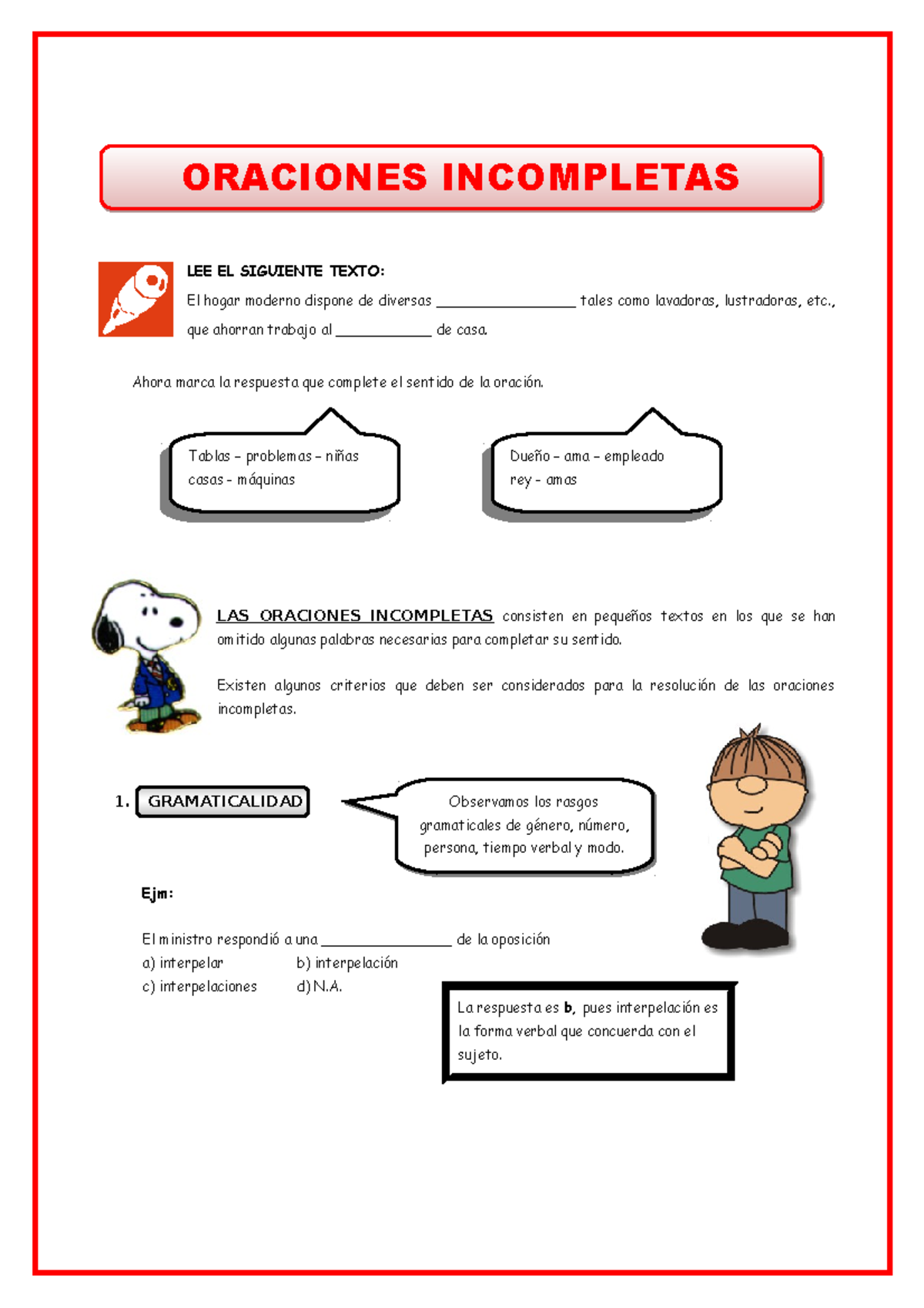 1 Oraciones Incompletas 2 resuelve oraciones incompletas - ORACIONES ...