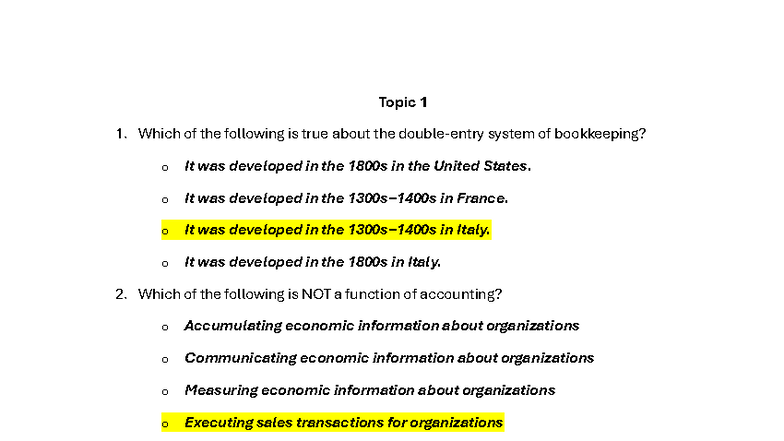 C213 Quizzes - End of Chapter Accounting Quizzes with Answers - Studocu