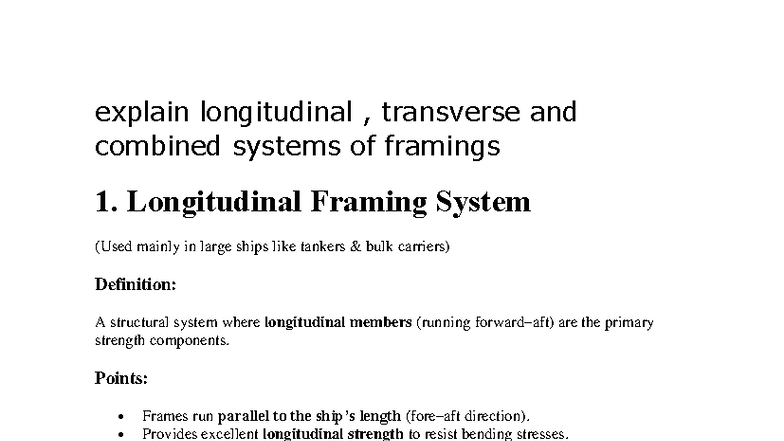 Framing Systems Explained: Longitudinal, Transverse & Combined - Studocu