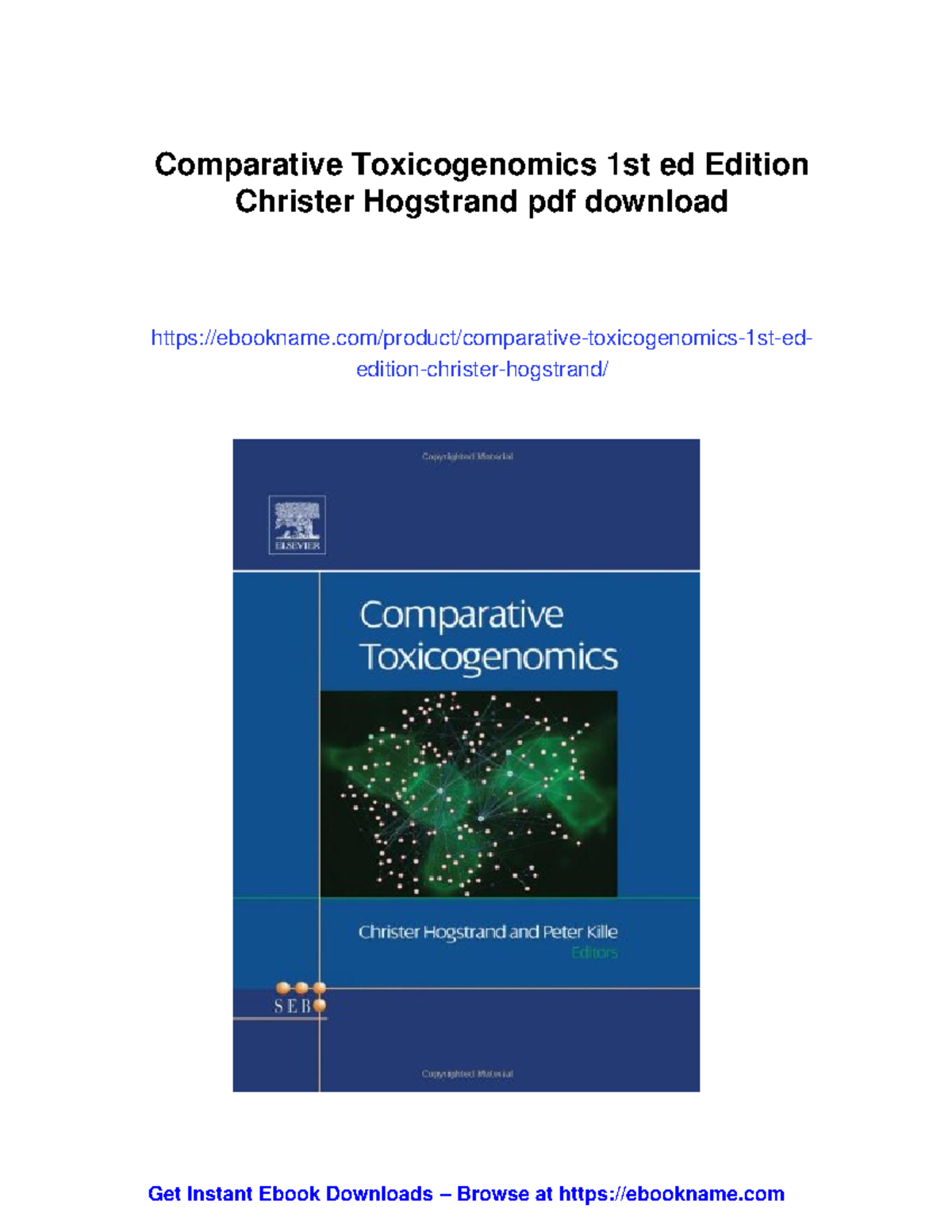 Comparative toxicogenomics 1st ed edition by Christer Hogstrand - Studocu