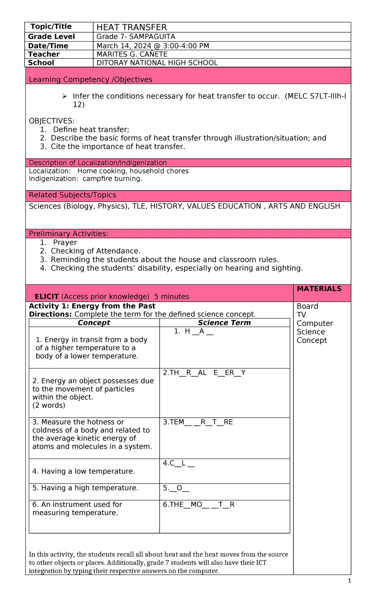 Grade 7 - Science Quiz Bee: Easy, Moderate, and Difficult Rounds - Studocu
