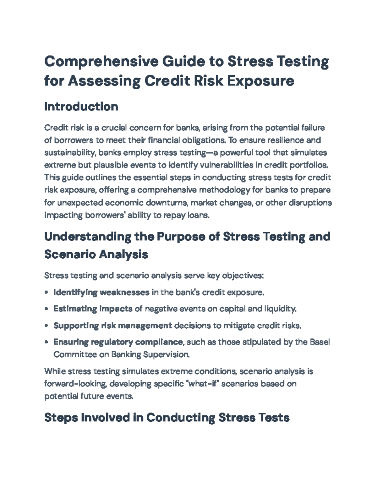 Guide to Stress Testing for Credit Risk Exposure Management ...