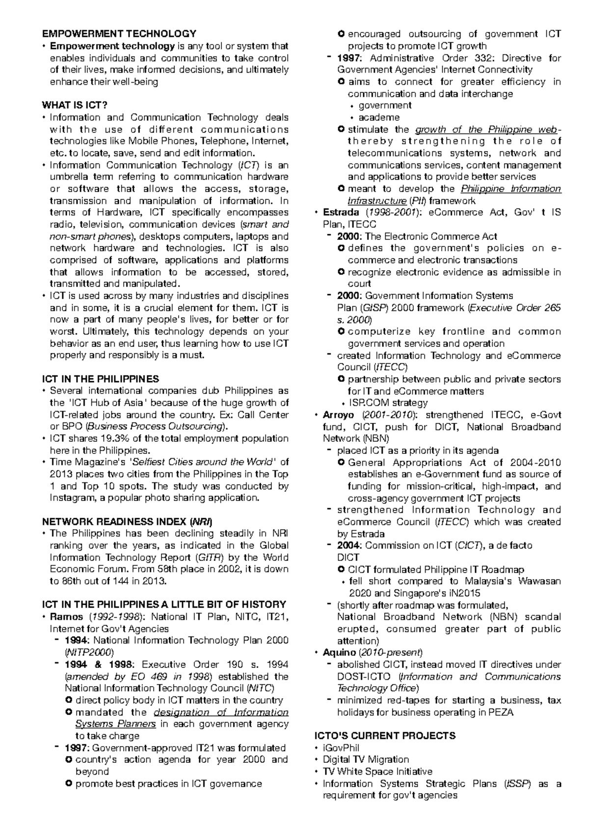 E-Tech 101: Understanding Empowerment Technology and ICT - Studocu