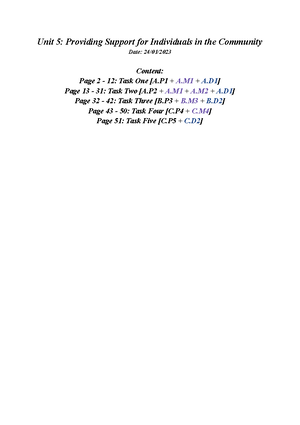 Unit 5 Assignment - Level 3 Health and Social Care Unit 5: Meeting ...
